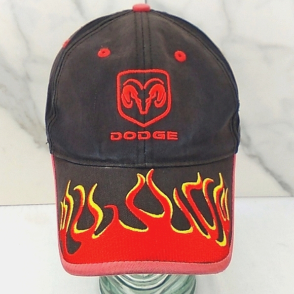 Accessories | Vintage Dodge Ram Flame Embroidered Strap Back Baseball ...